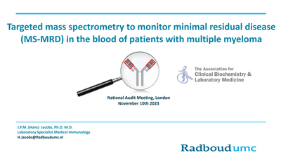 Targeted Mass Spectrometry to Monitor Minimal Residual Disease (MS-MRD ...